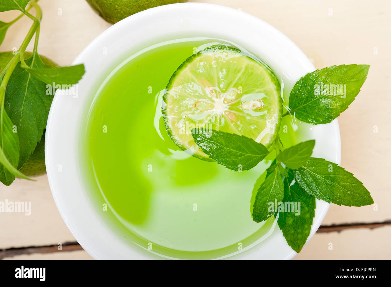 mint infusion tea tisane with lime Stock Photo - Alamy