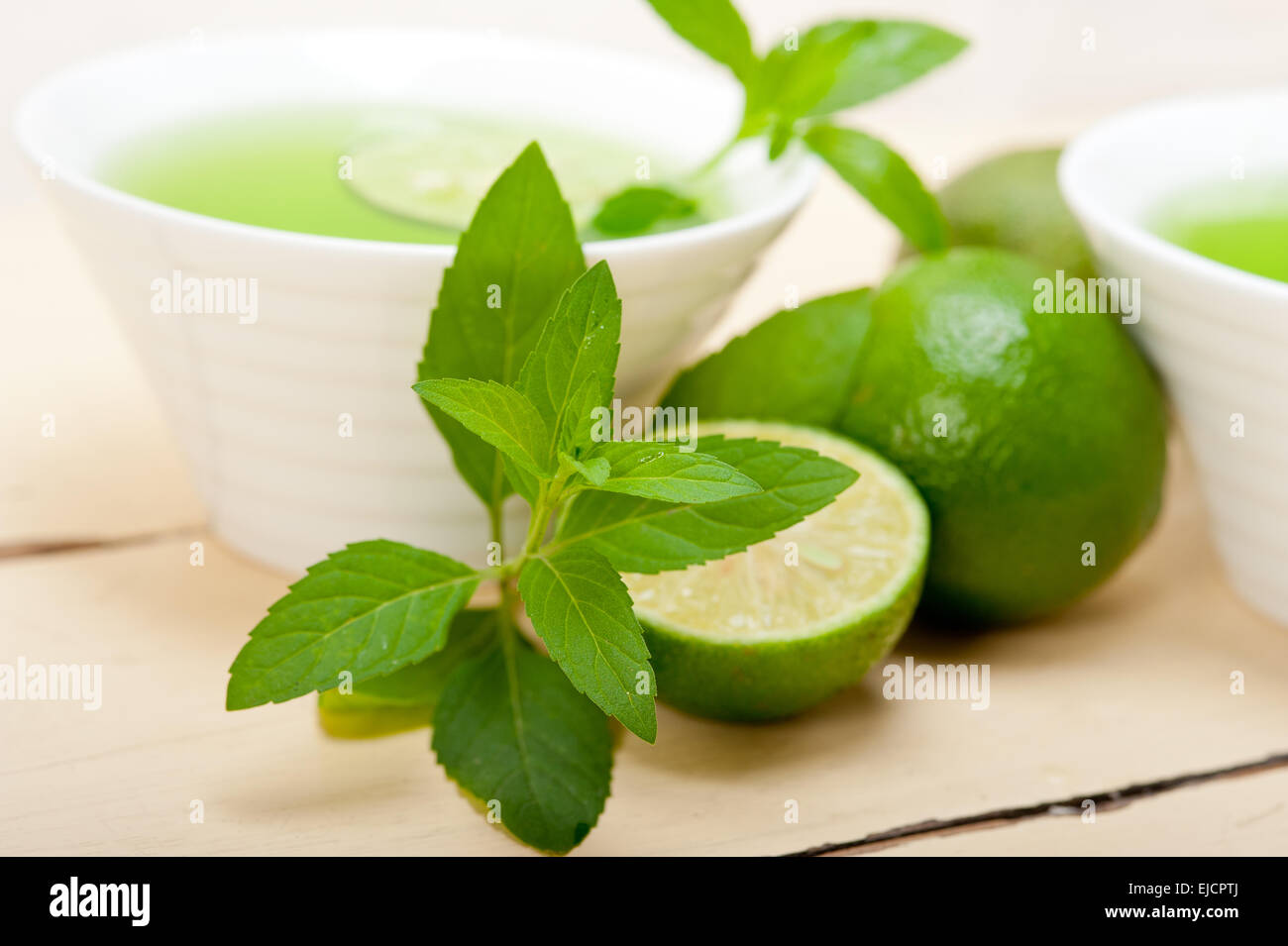 mint infusion tea tisane with lime Stock Photo - Alamy