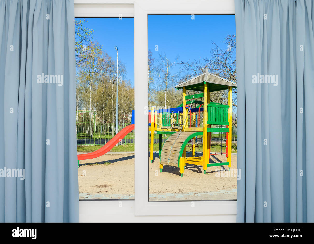 playground view out the window Stock Photo - Alamy