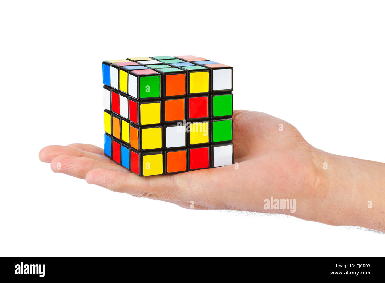 Cube puzzle in hand Stock Photo - Alamy