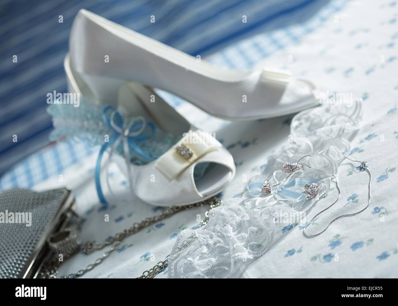 Bride shoes garter Stock Photo - Alamy