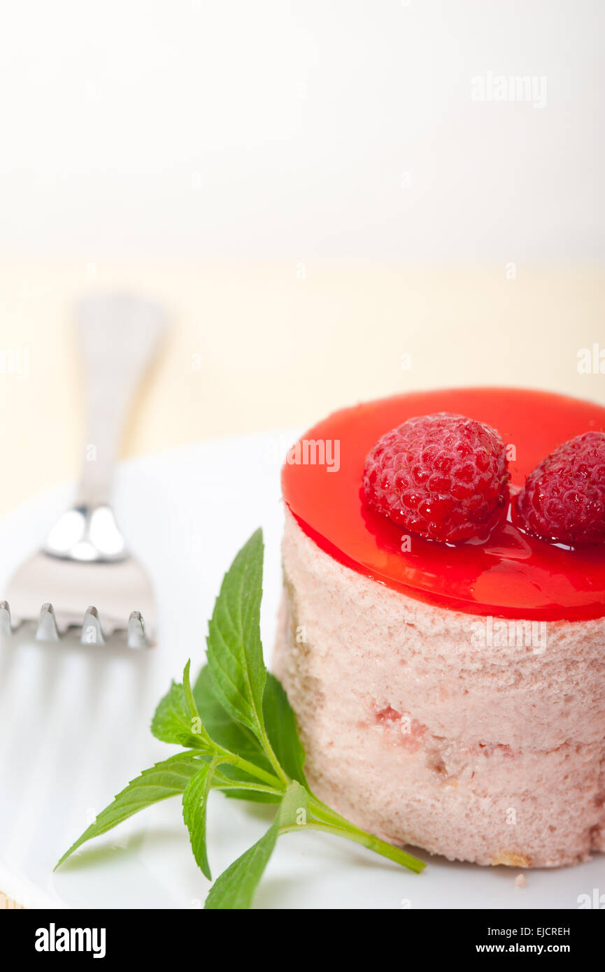 fresh raspberry cake mousse dessert Stock Photo - Alamy