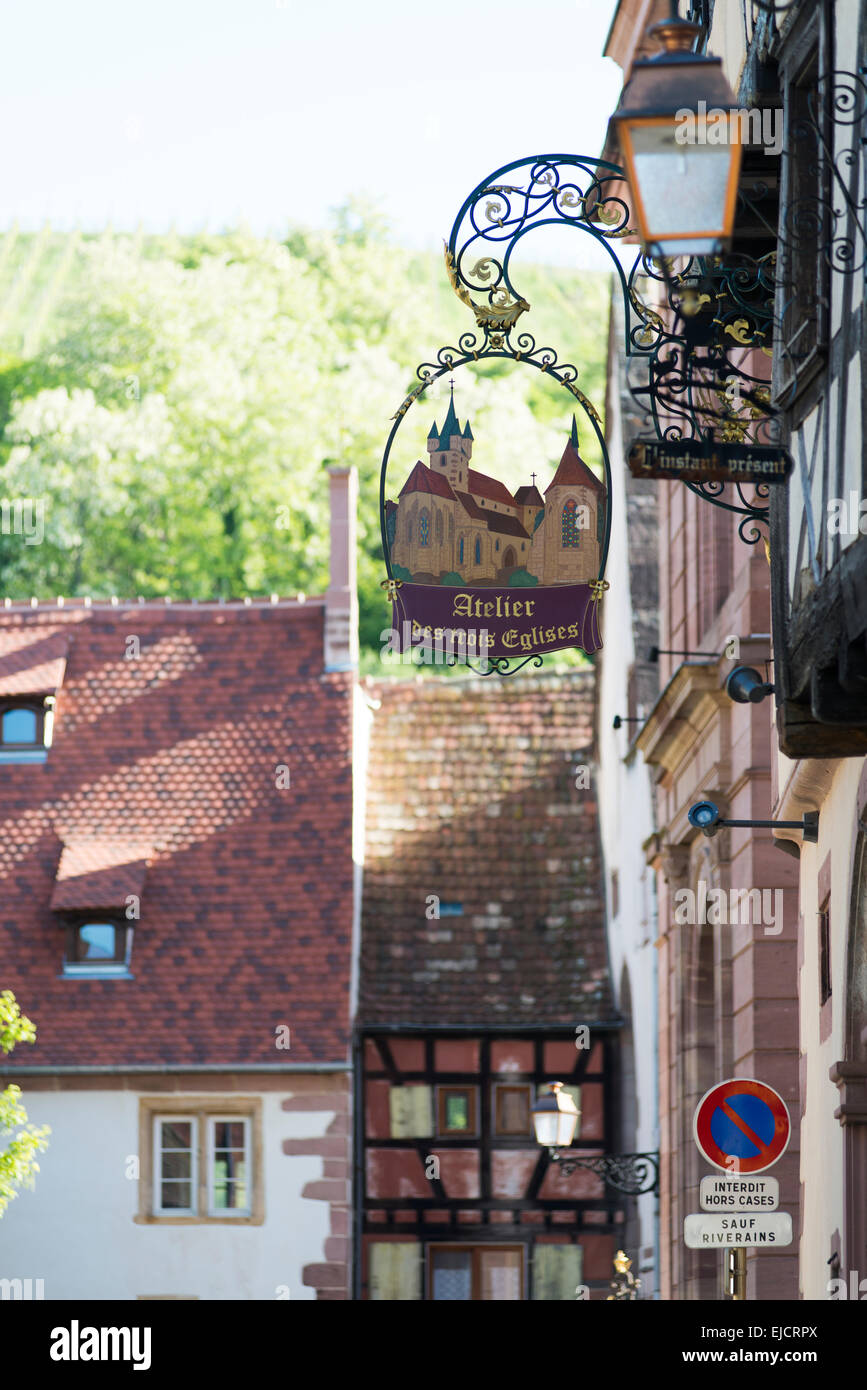 Decorative sign on building, Riquewhir, Alsace, France Stock Photo - Alamy