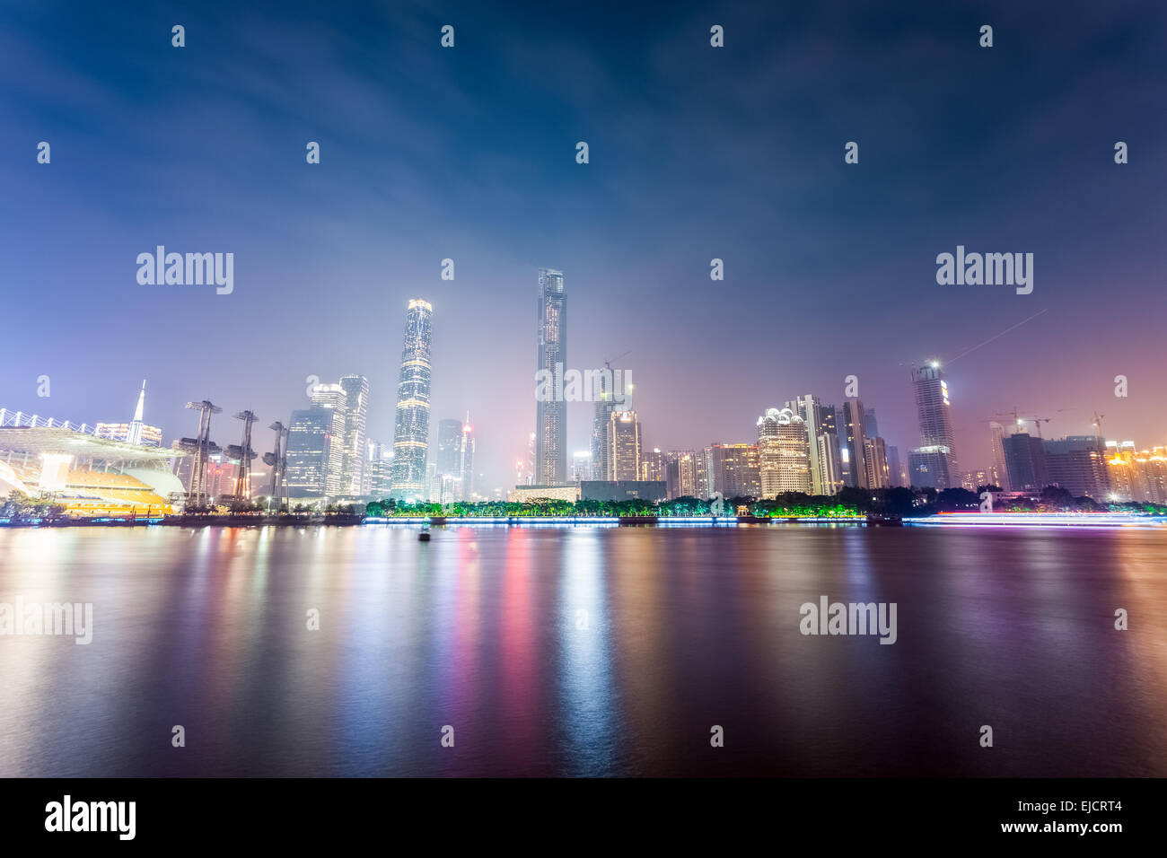 guangzhou zhujiang new town skyline at night Stock Photo - Alamy