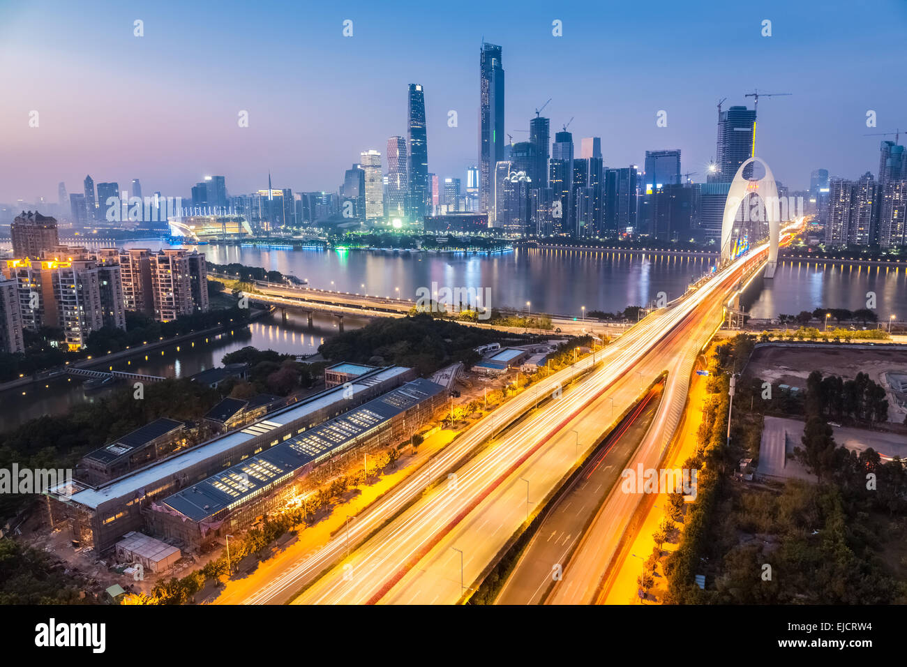 zhujiang new town in nightfall Stock Photo - Alamy