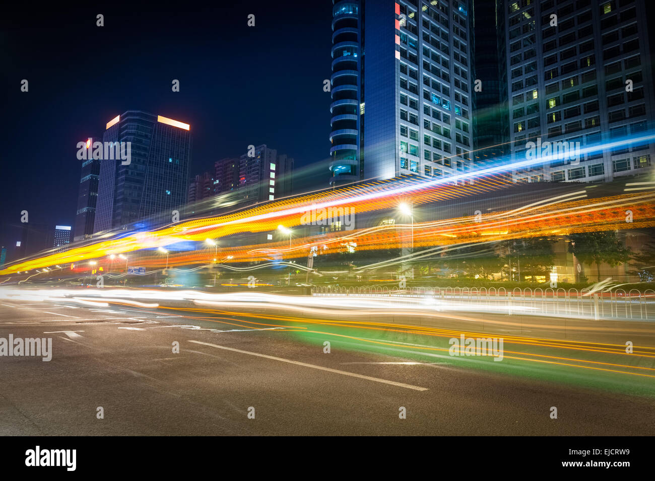 light trails on the street Stock Photo - Alamy