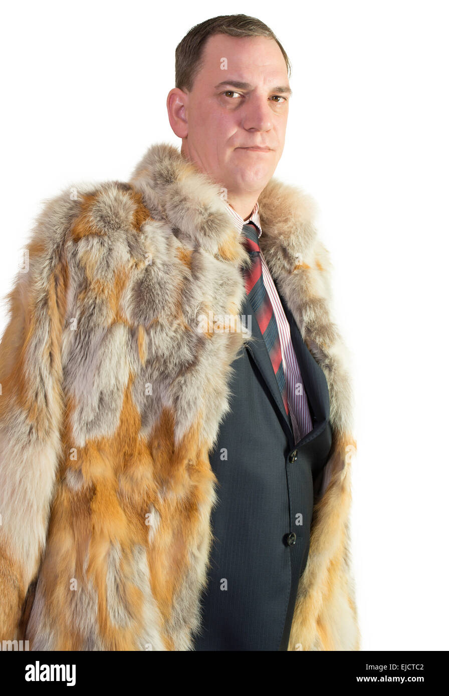 Businessman in fur coat Stock Photo - Alamy