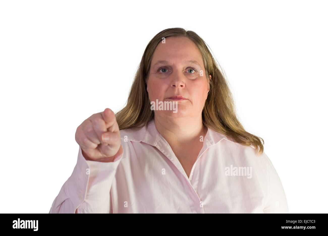 Business woman pointing with index finger Stock Photo - Alamy