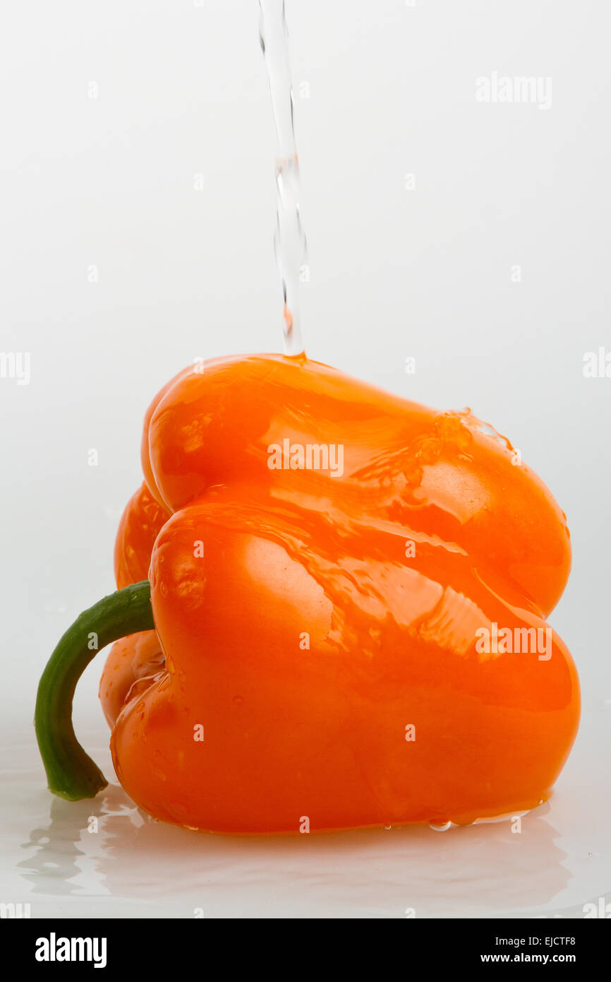 Top view Orange bell pepper Stock Photo - Alamy