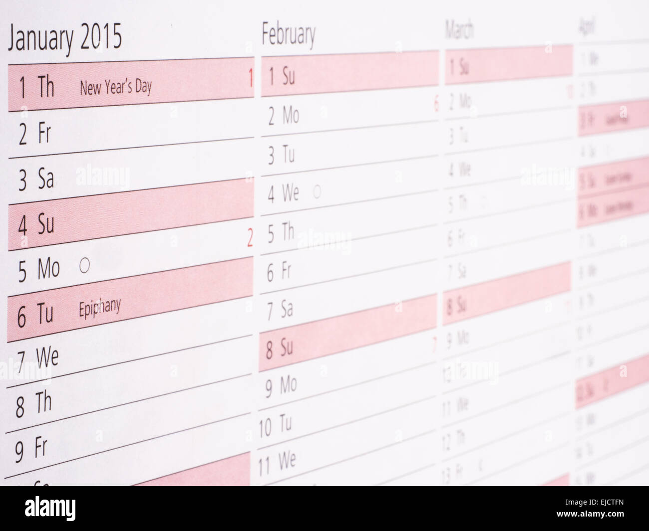 2015 schedule hi-res stock photography and images - Alamy