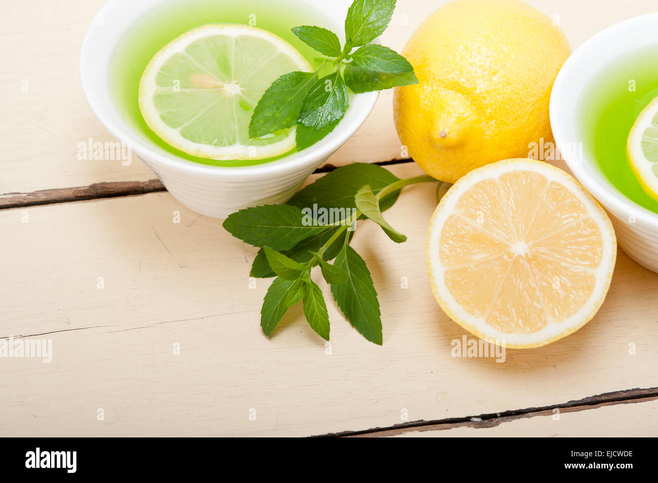 mint infusion tea tisane with lemon Stock Photo - Alamy