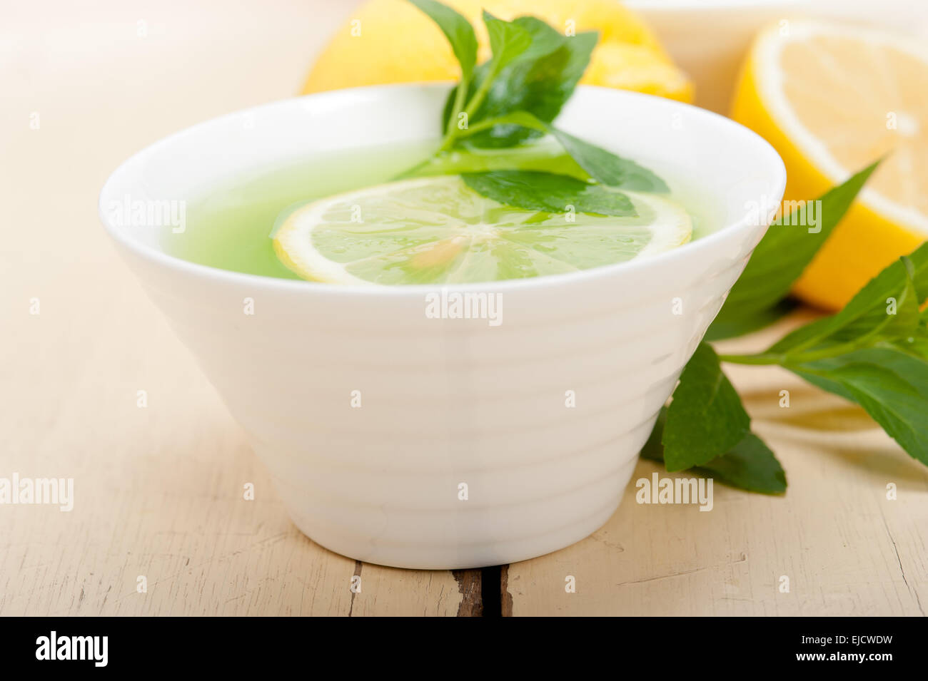 mint infusion tea tisane with lemon Stock Photo - Alamy