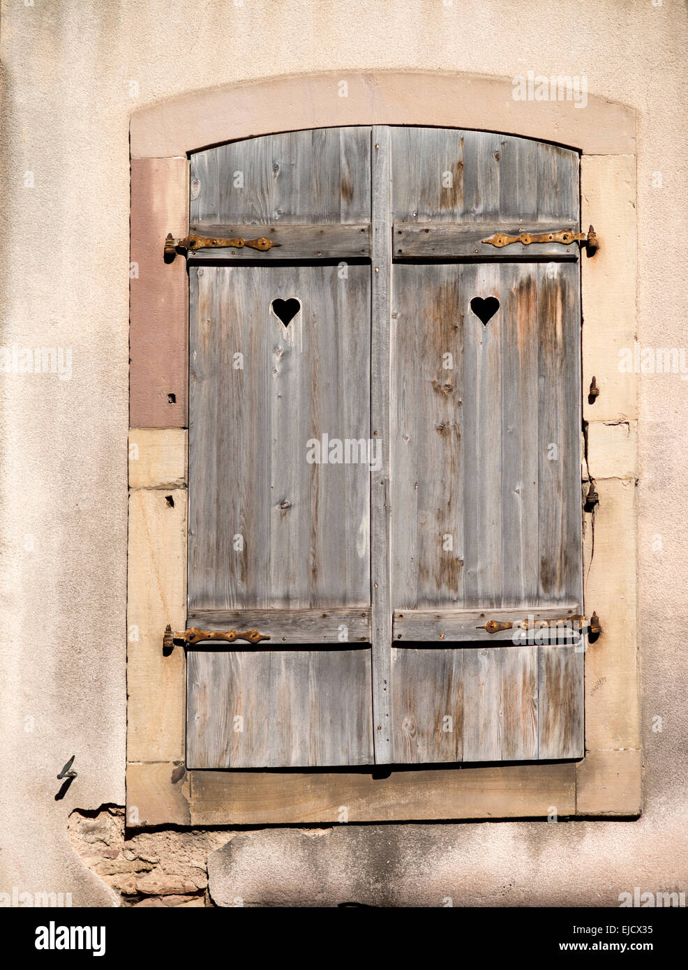 Medieval building with windows and shutters in Colmar, France Stock ...