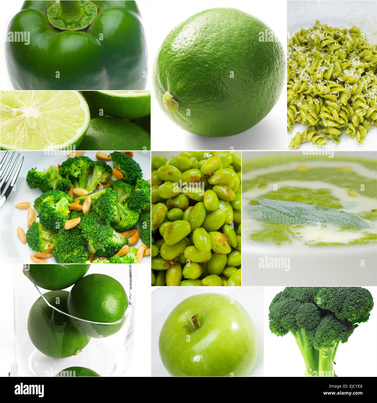 green healthy food collage collection Stock Photo - Alamy