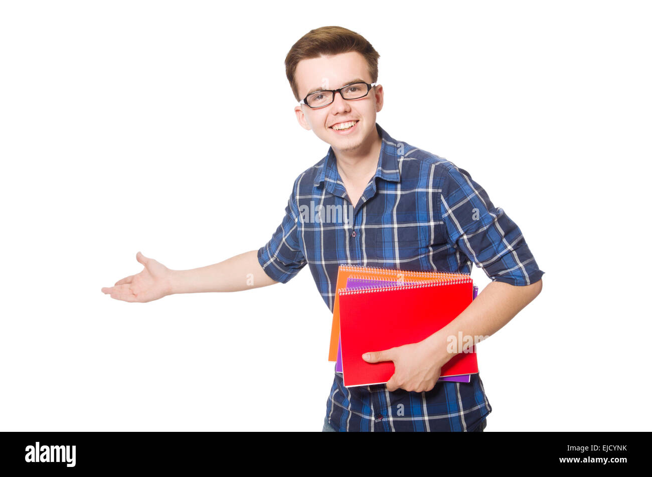 Funny student isolated on white Stock Photo - Alamy