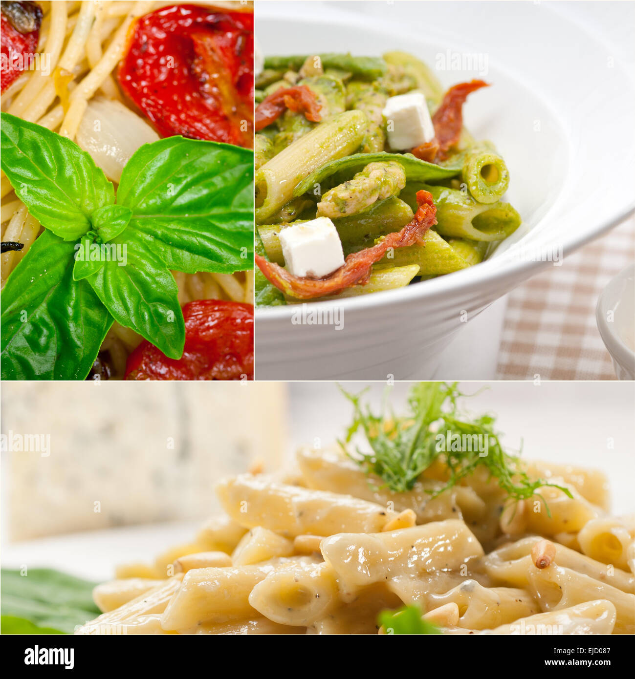 collection of different type of Italian pasta collage Stock Photo - Alamy
