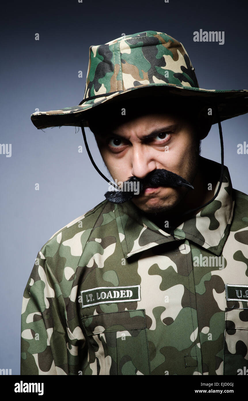 Funny soldier in military concept Stock Photo - Alamy