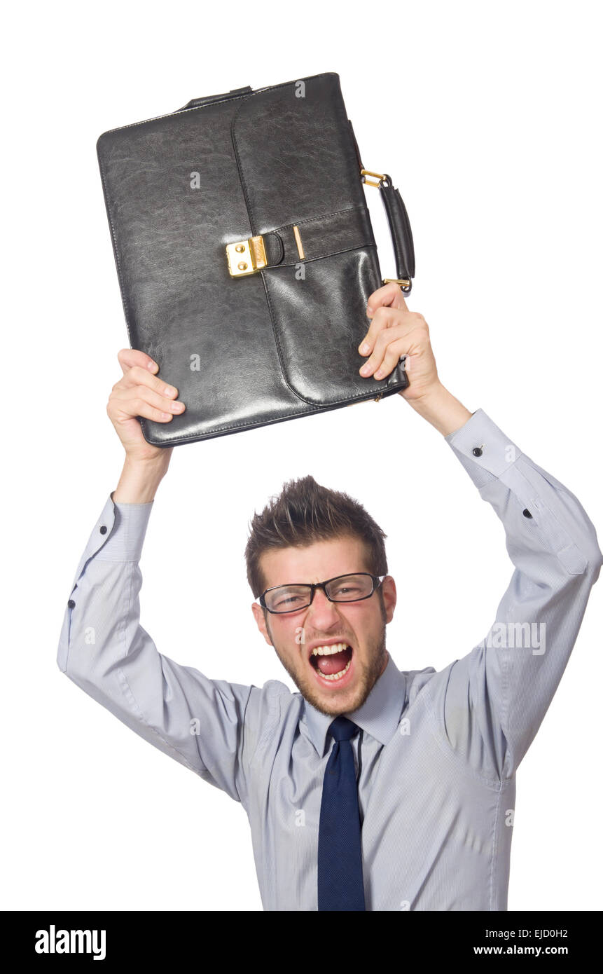 Angry businessman isolated on the white Stock Photo - Alamy