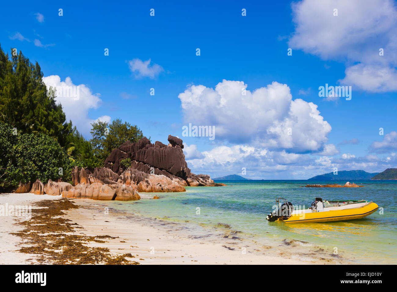 Tropical island Curieuse at Seychelles Stock Photo - Alamy