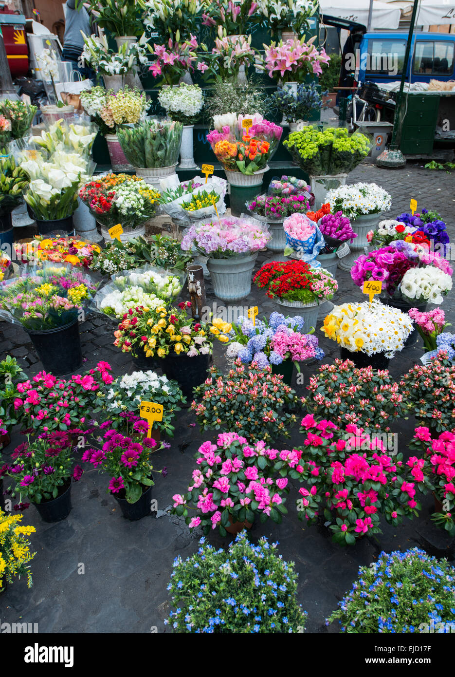 Street flower shop with colourful flowers Stock Photo - Alamy