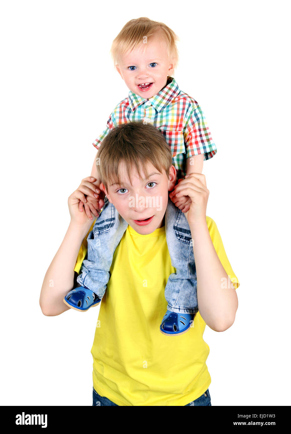 Kid and Baby Boy Stock Photo - Alamy