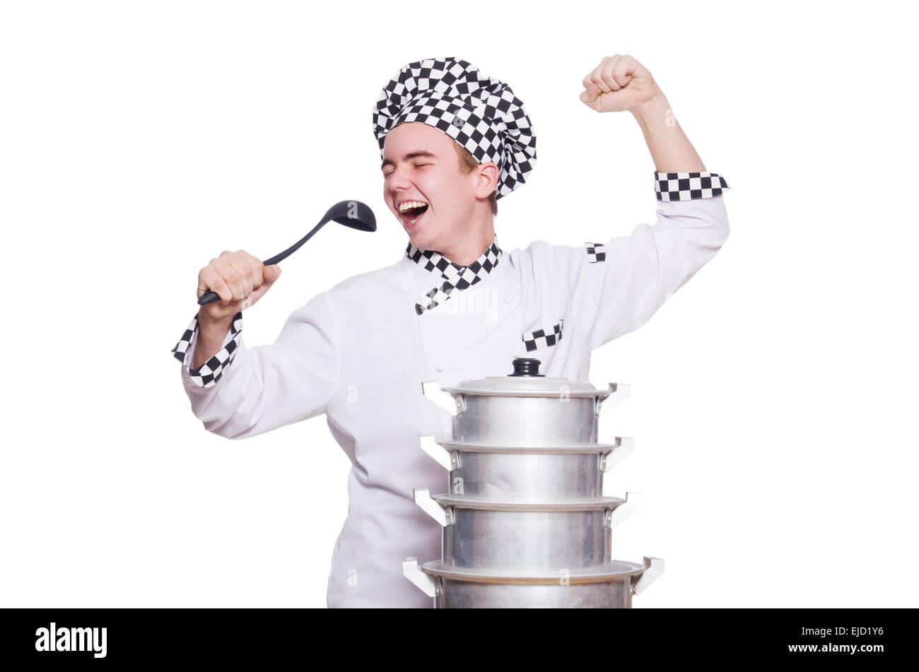 Funny male cook isolated on white Stock Photo - Alamy