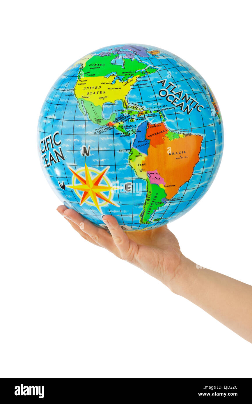 Hand with globe Stock Photo - Alamy