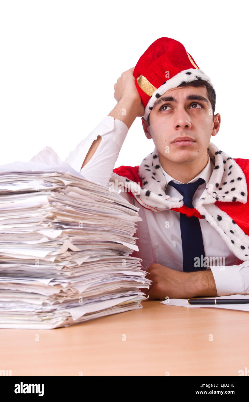 King businessman with lots of paperwork Stock Photo - Alamy