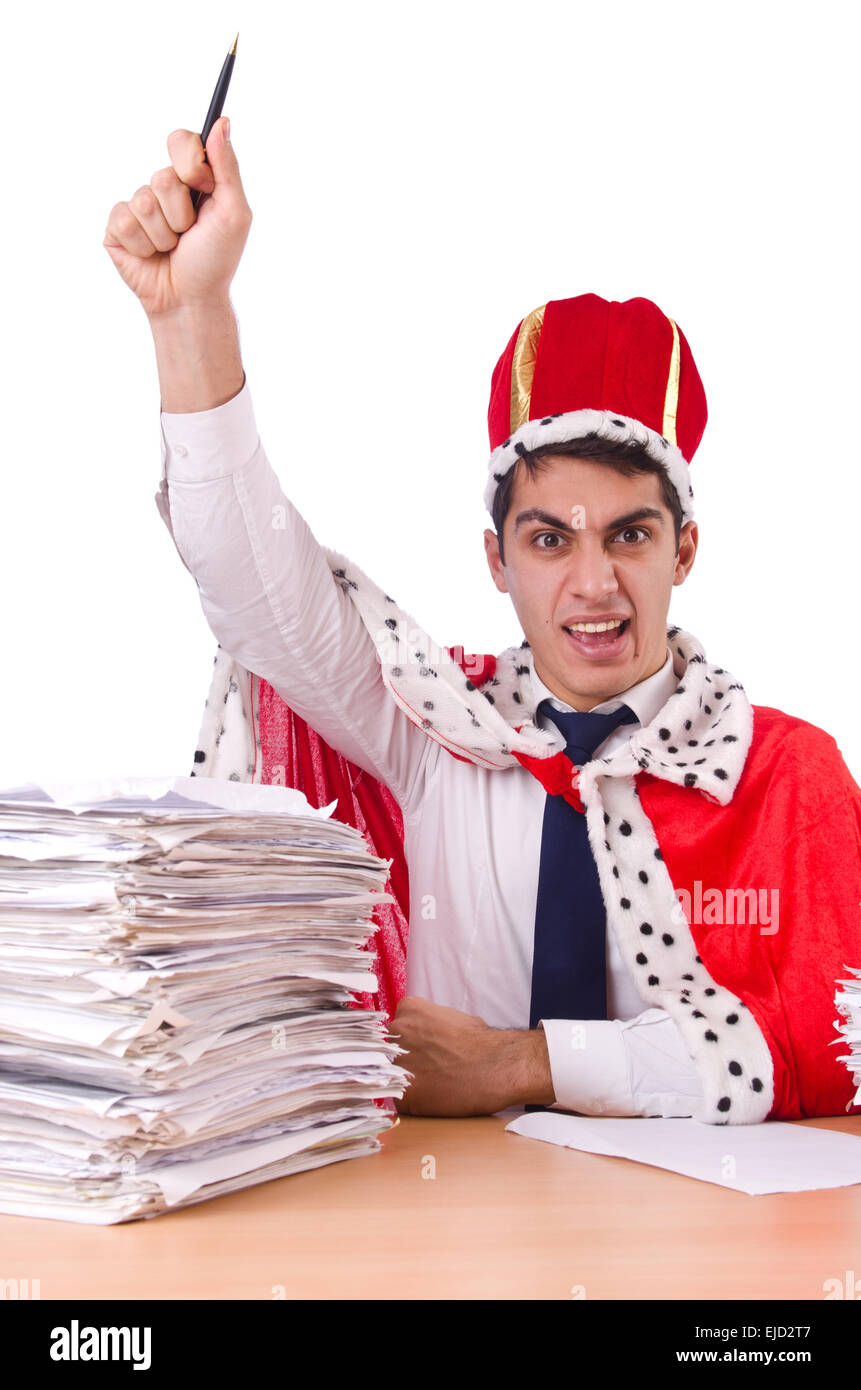 King businessman with lots of paperwork Stock Photo - Alamy