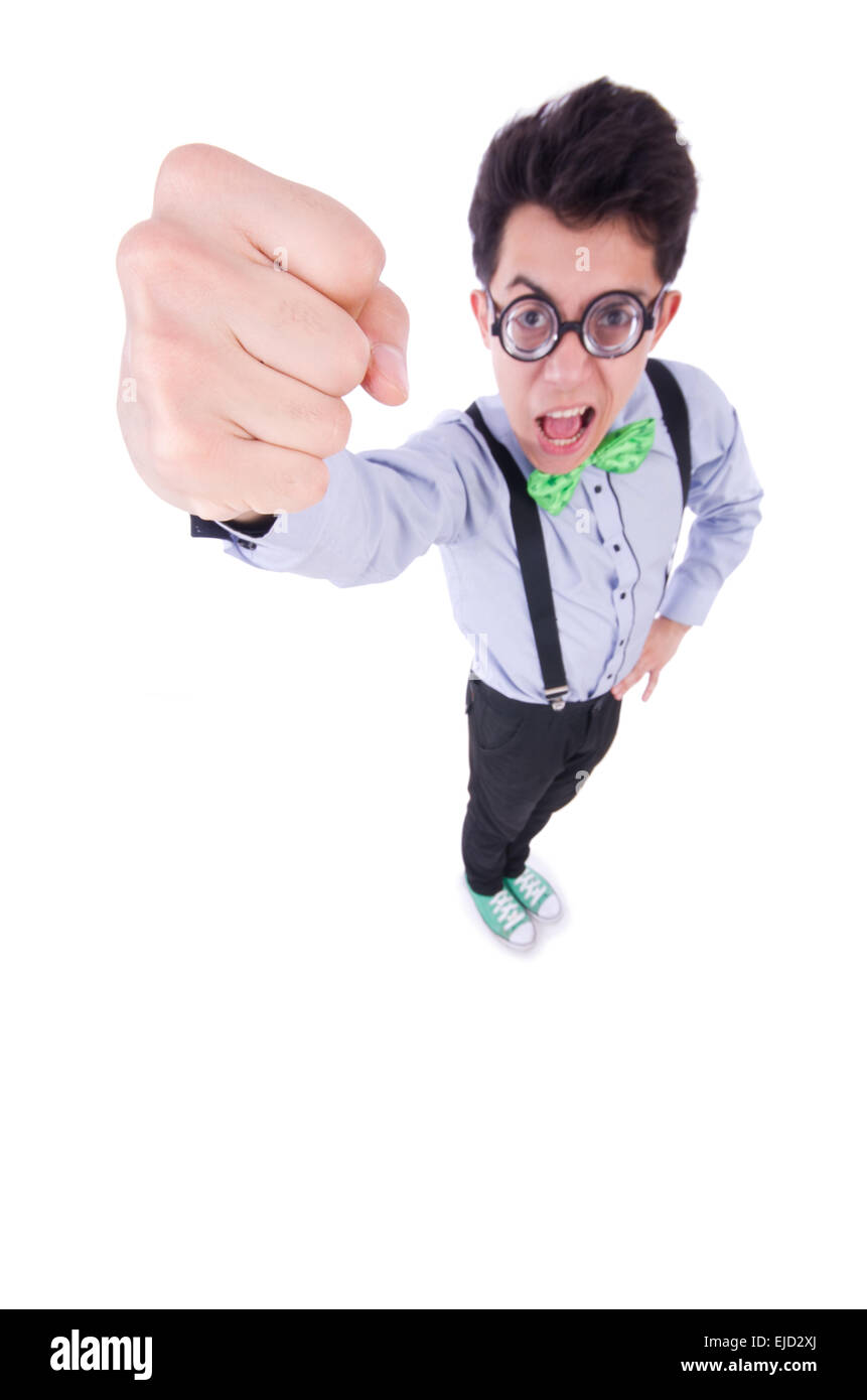 Funny guy isolated on the white background Stock Photo - Alamy