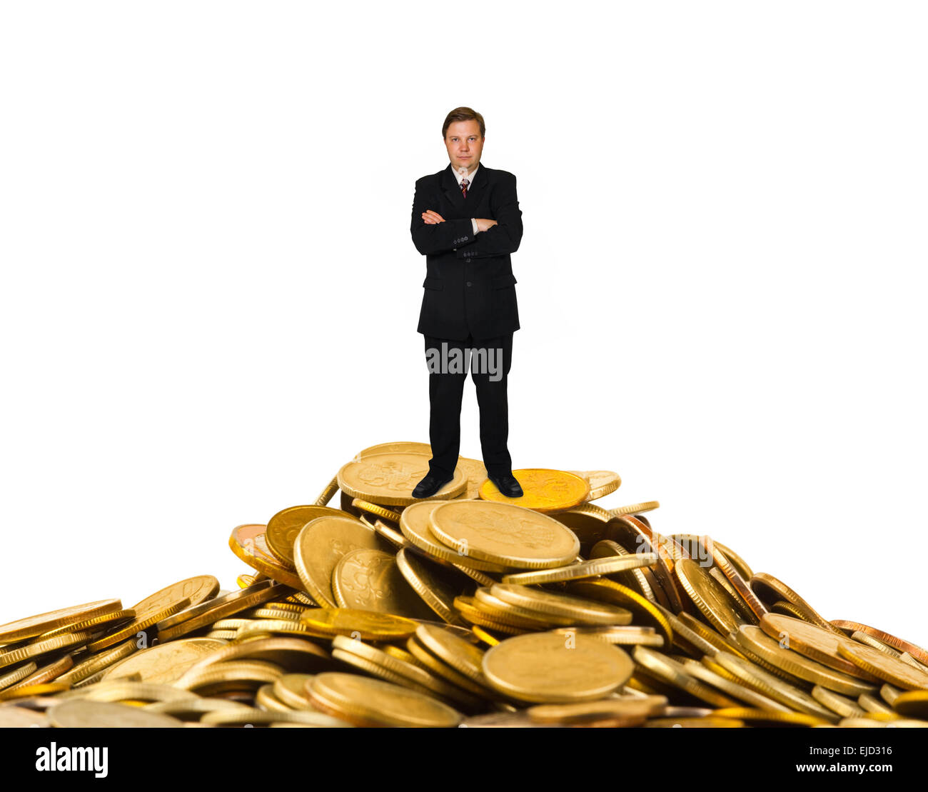 Man on pile of money hi-res stock photography and images - Alamy