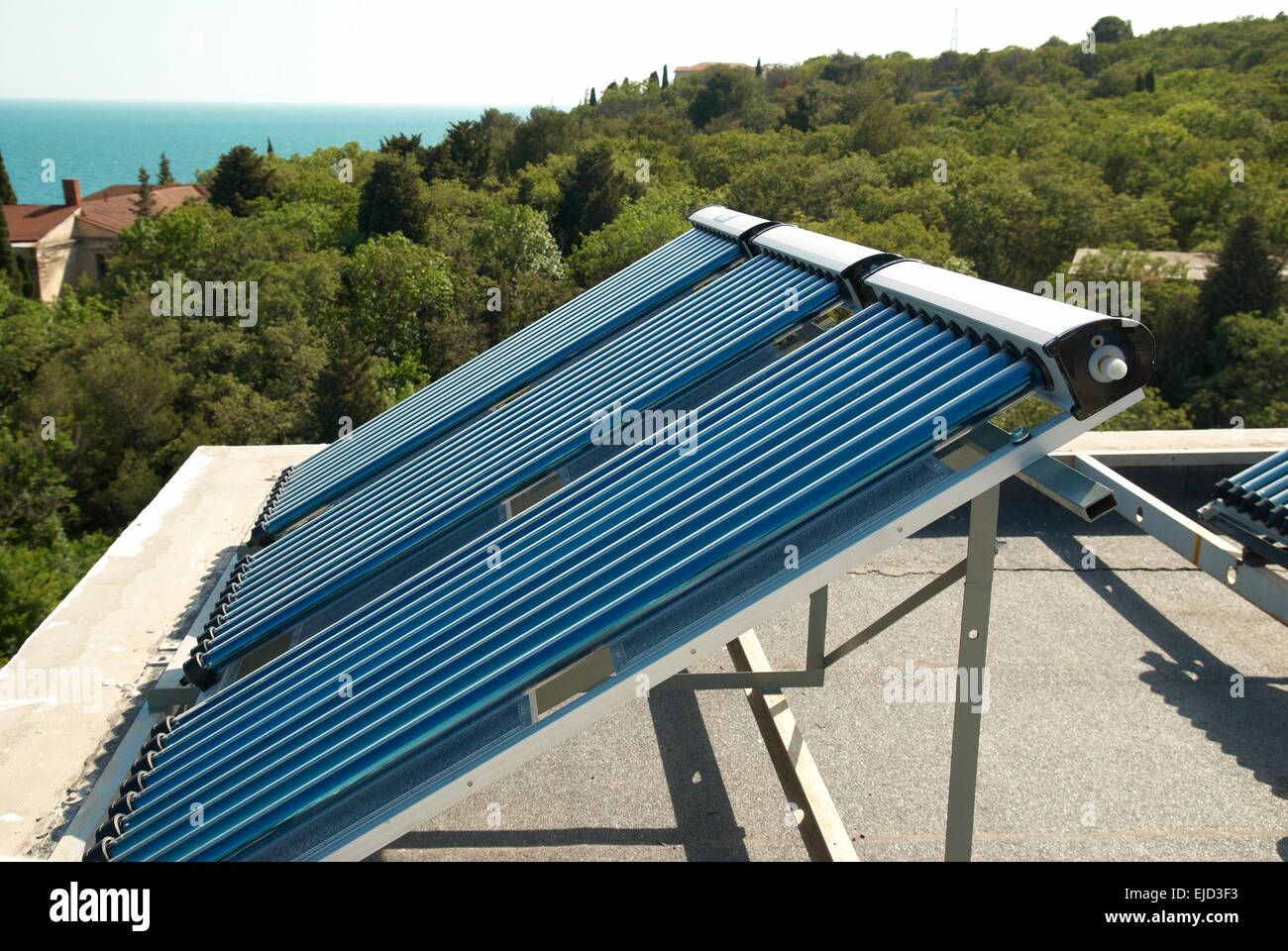 Vacuum solar water heating system Stock Photo - Alamy