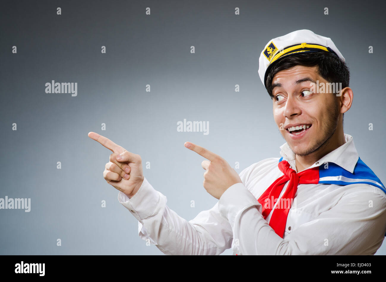 Funny captain sailor wearing hat Stock Photo - Alamy