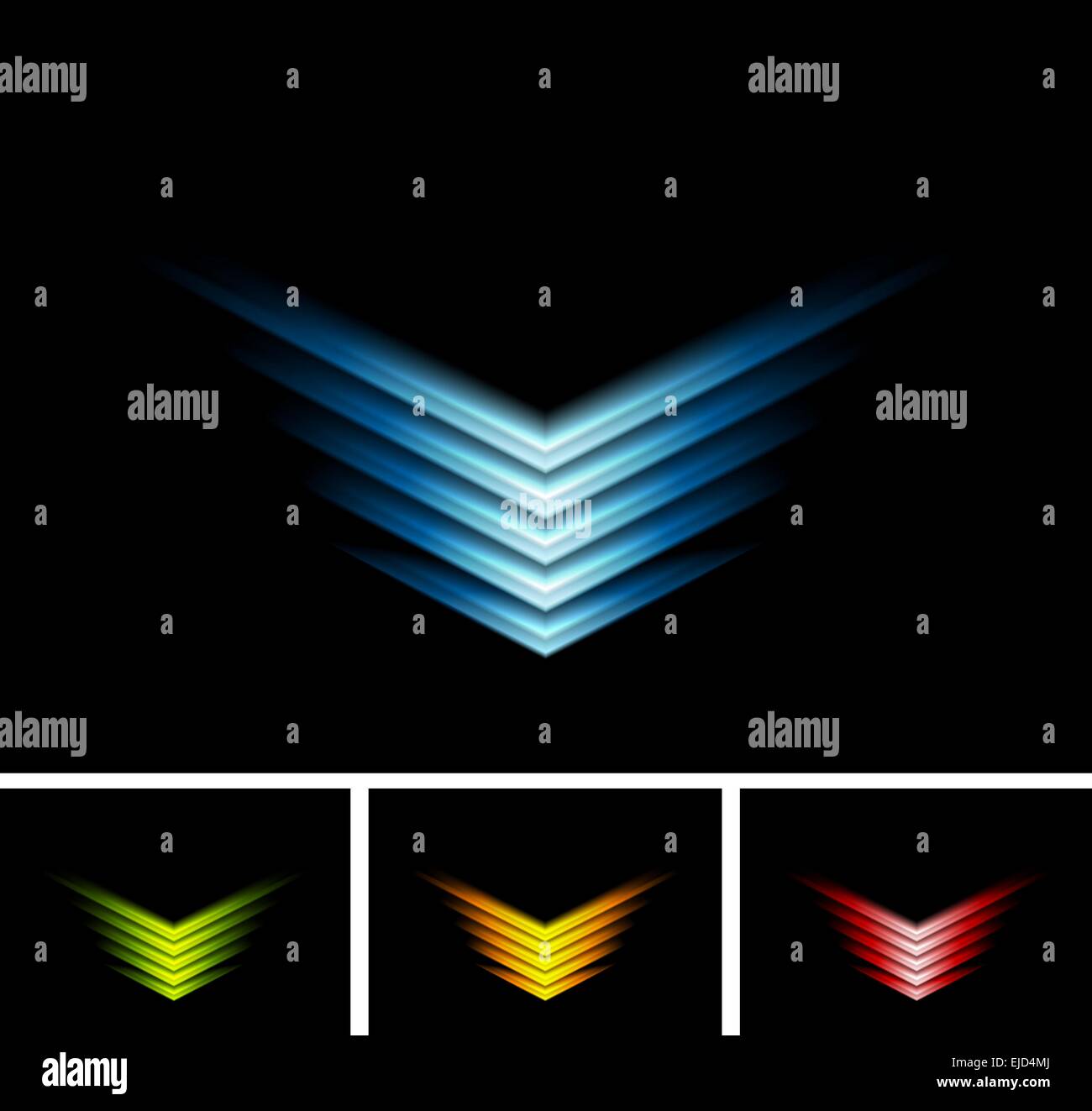 Bright glowing arrows on black background Stock Photo - Alamy
