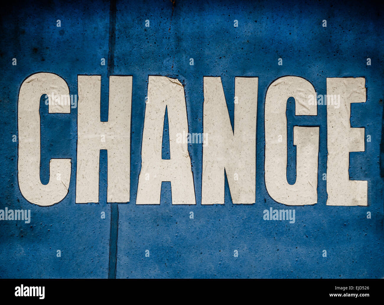 A Grungy Blue Conceptual Sign Saying Change In White Letters Stock ...