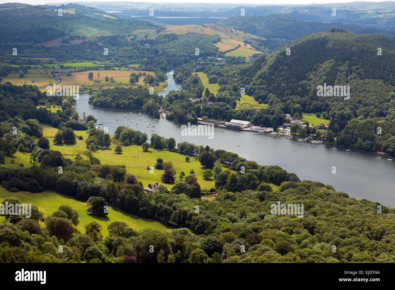 Elevated view Lake District Windermere Cumbria England uk with ...