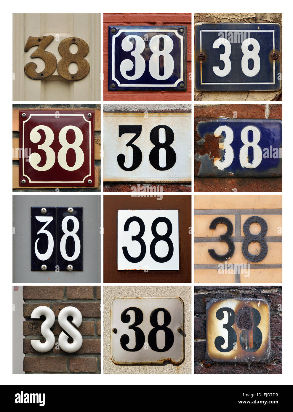 Numbers 38 - Collage of House Numbers Thirty-eight Stock Photo - Alamy