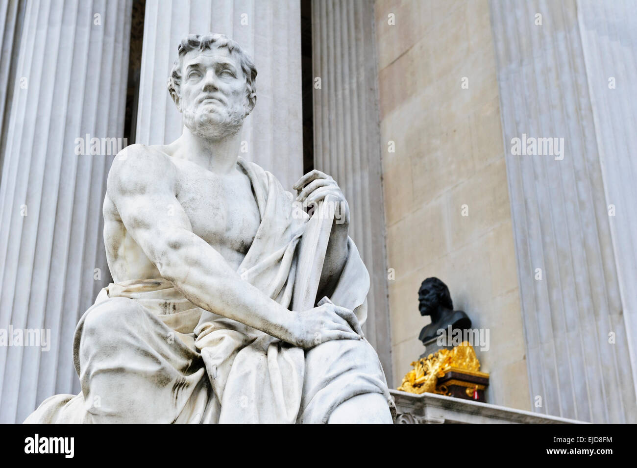 White marble sculpture of Tacitus outside the Austrian Parliament ...
