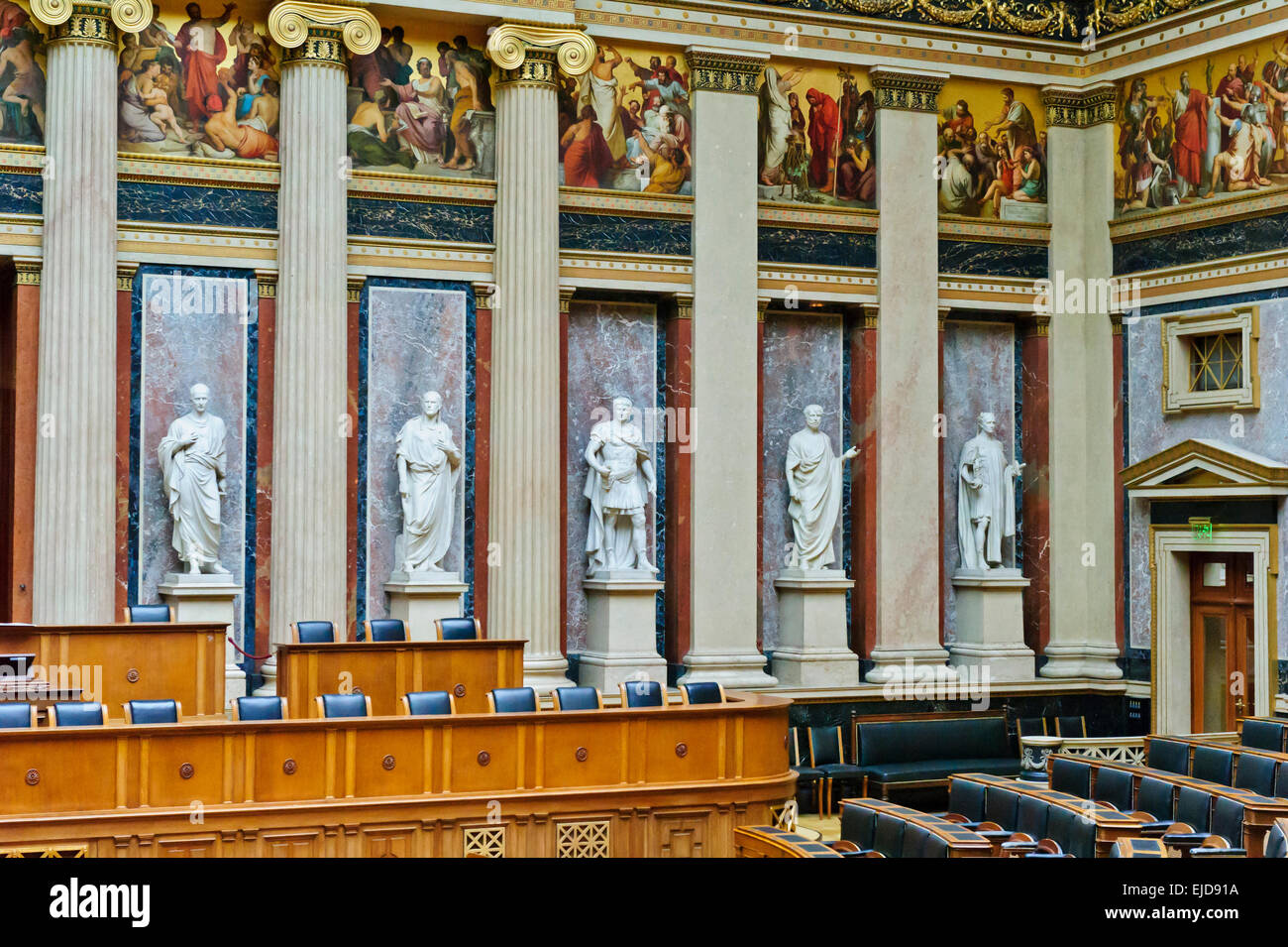 The row of statues inside the House of Representatives Chamber at the ...