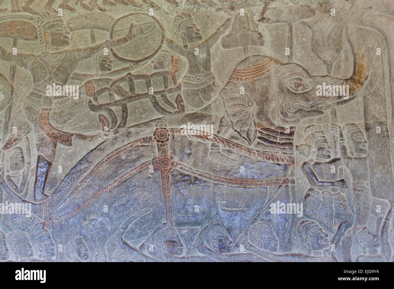 Cambodia, Siem Reap, Angkor Wat, Reliefs depicting The Ramayana Epic ...