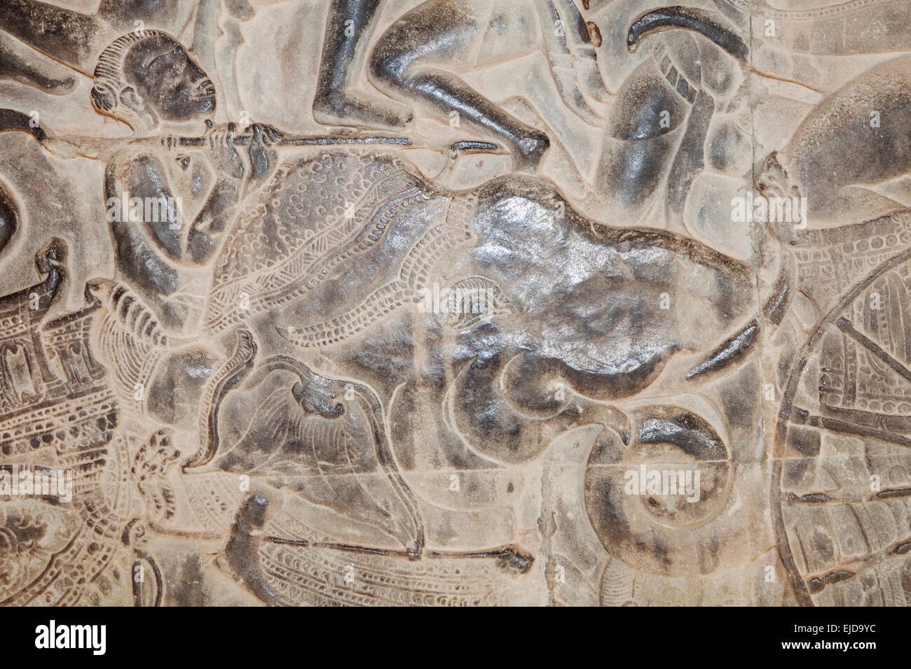 Cambodia, Siem Reap, Angkor Wat, Reliefs depicting The Ramayana Epic ...