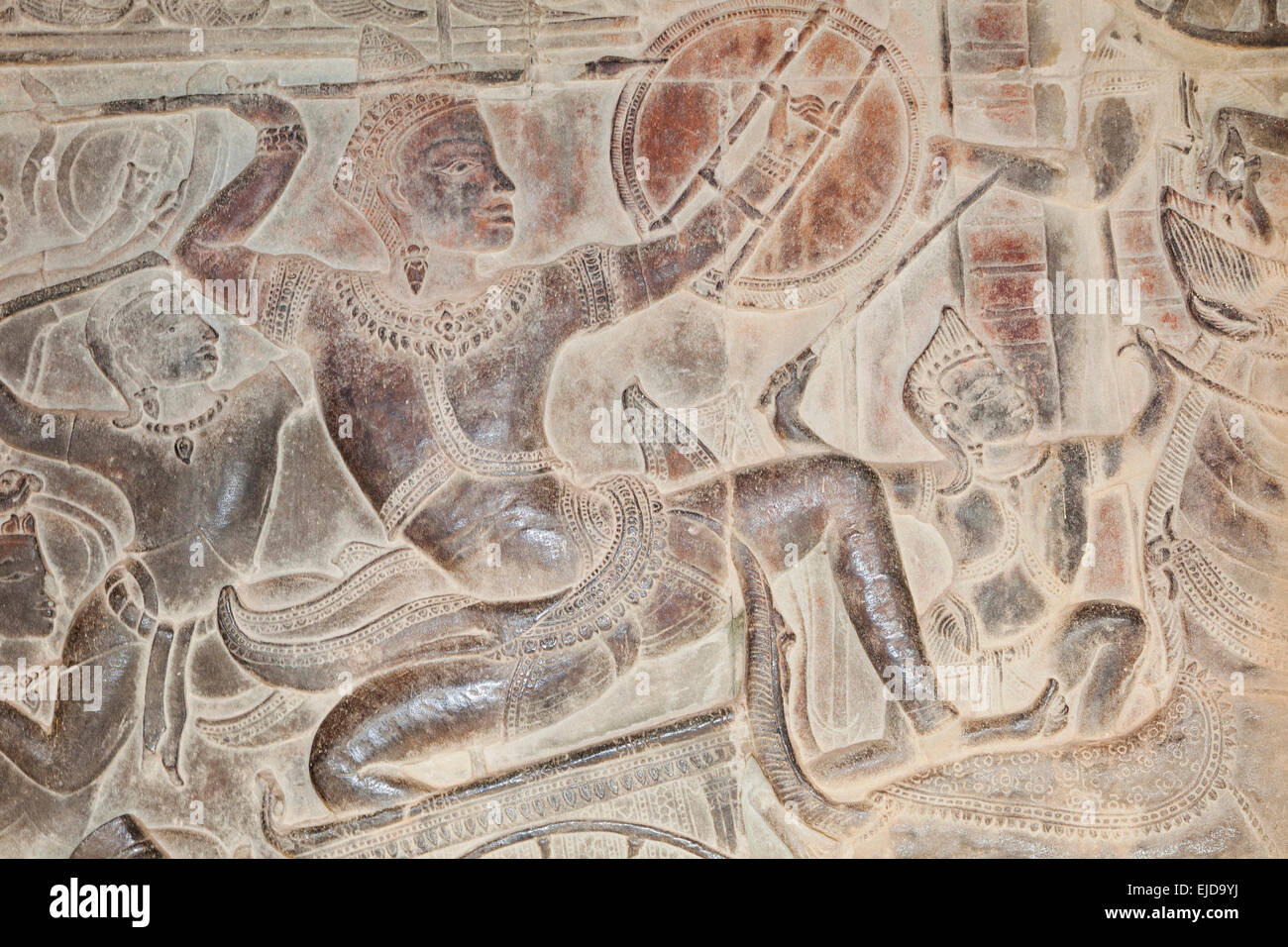 Cambodia, Siem Reap, Angkor Wat, Reliefs depicting The Ramayana Epic ...