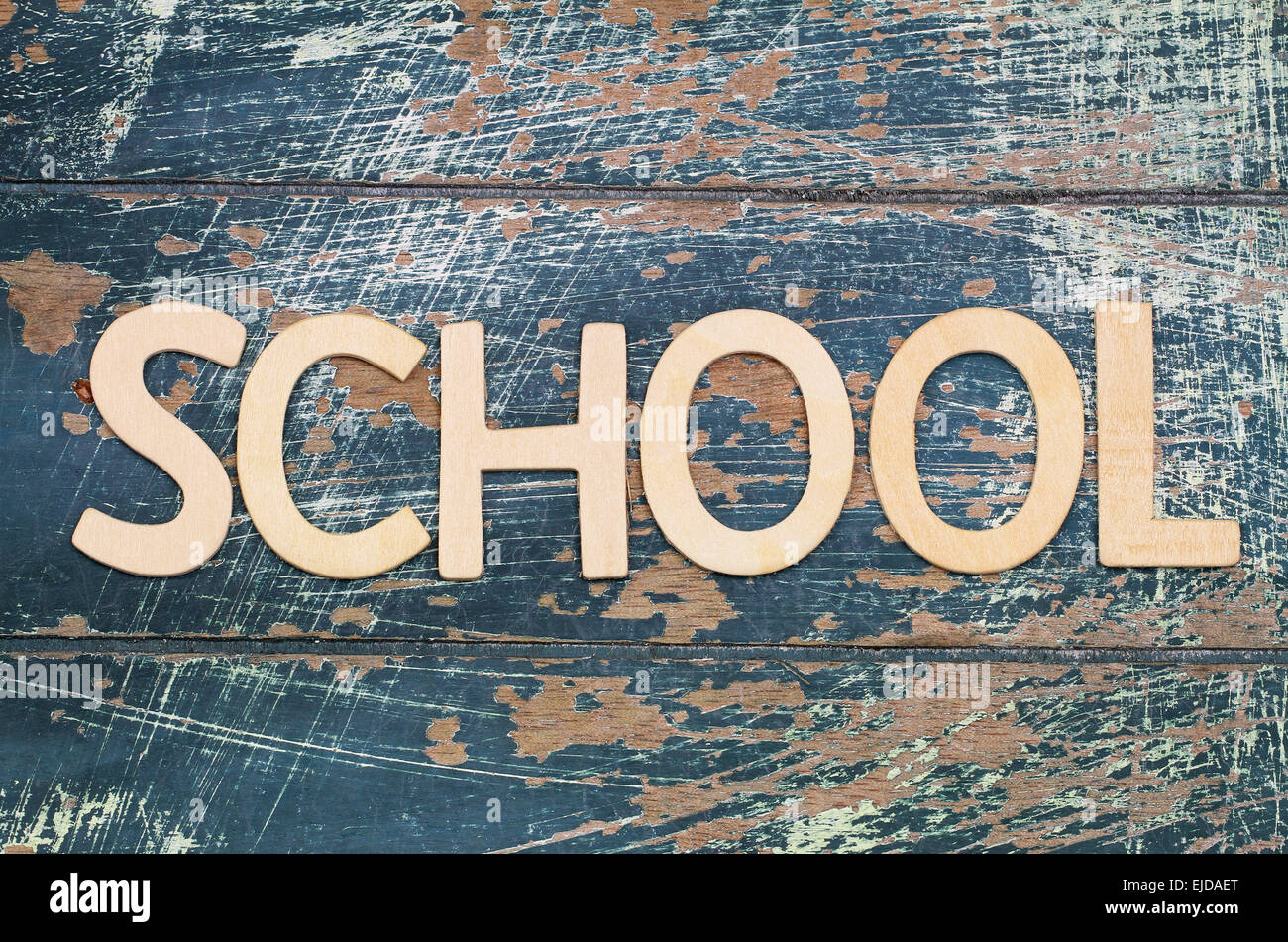 School written with wooden letters on rustic wood Stock Photo - Alamy