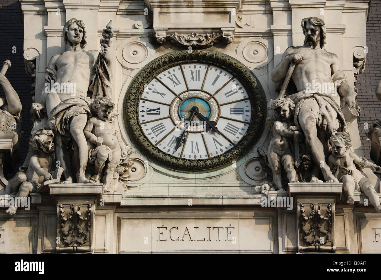 Clock of the city hall of Paris Stock Photo - Alamy