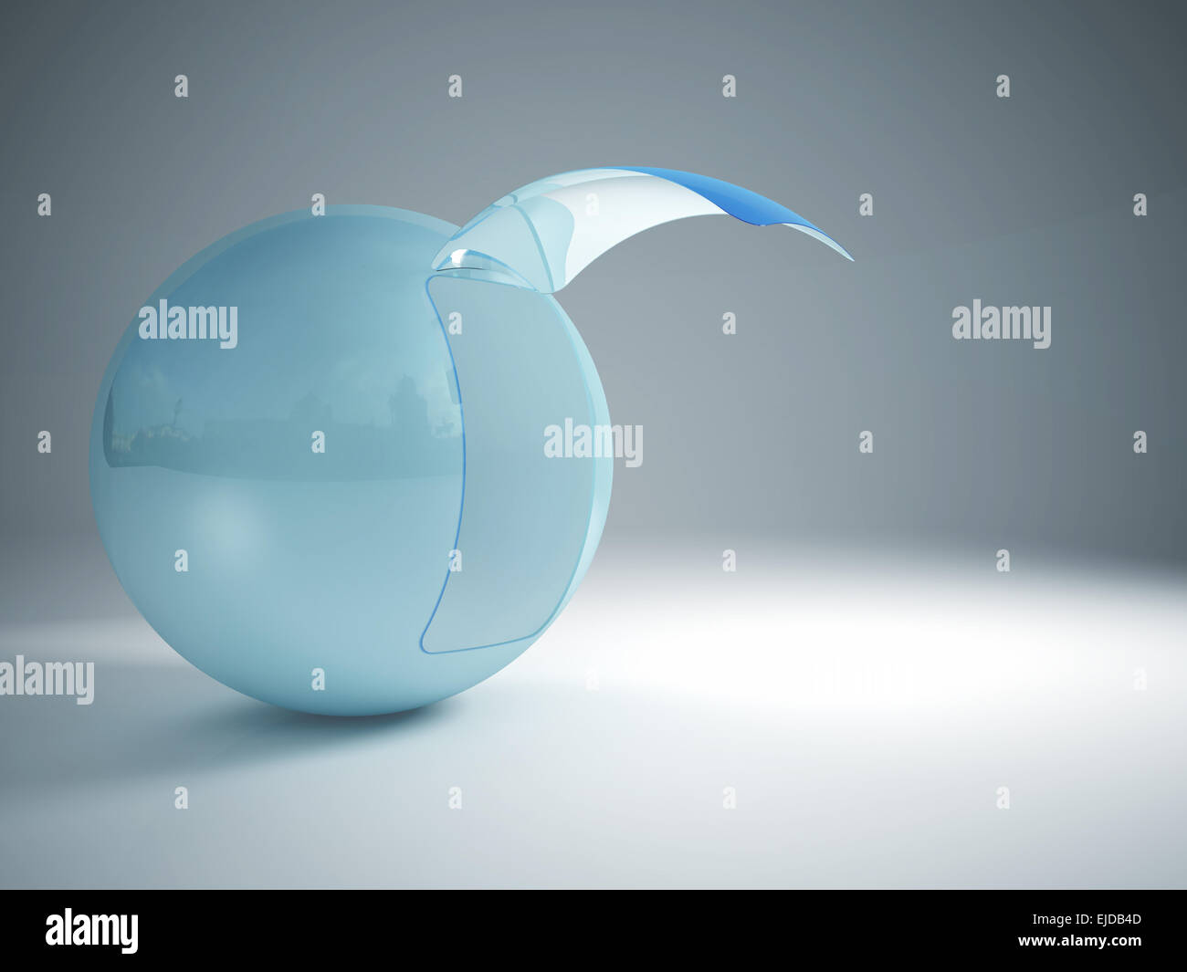 3d image of blue glass sphere with door Stock Photo - Alamy