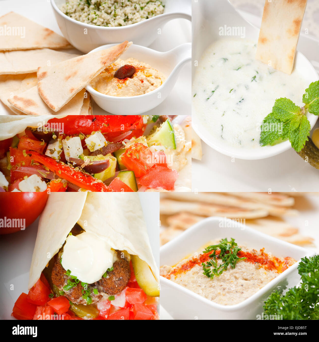 most popular Arab middle east food collection,hummus, falafel,mutabal ...