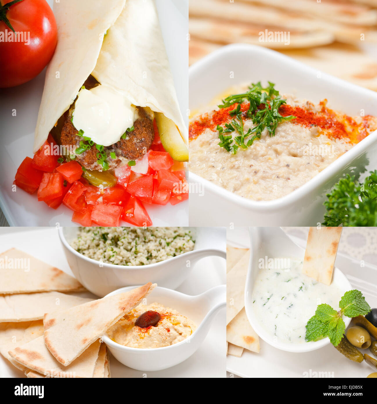 most popular Arab middle east food collection,hummus, falafel,mutabal ...