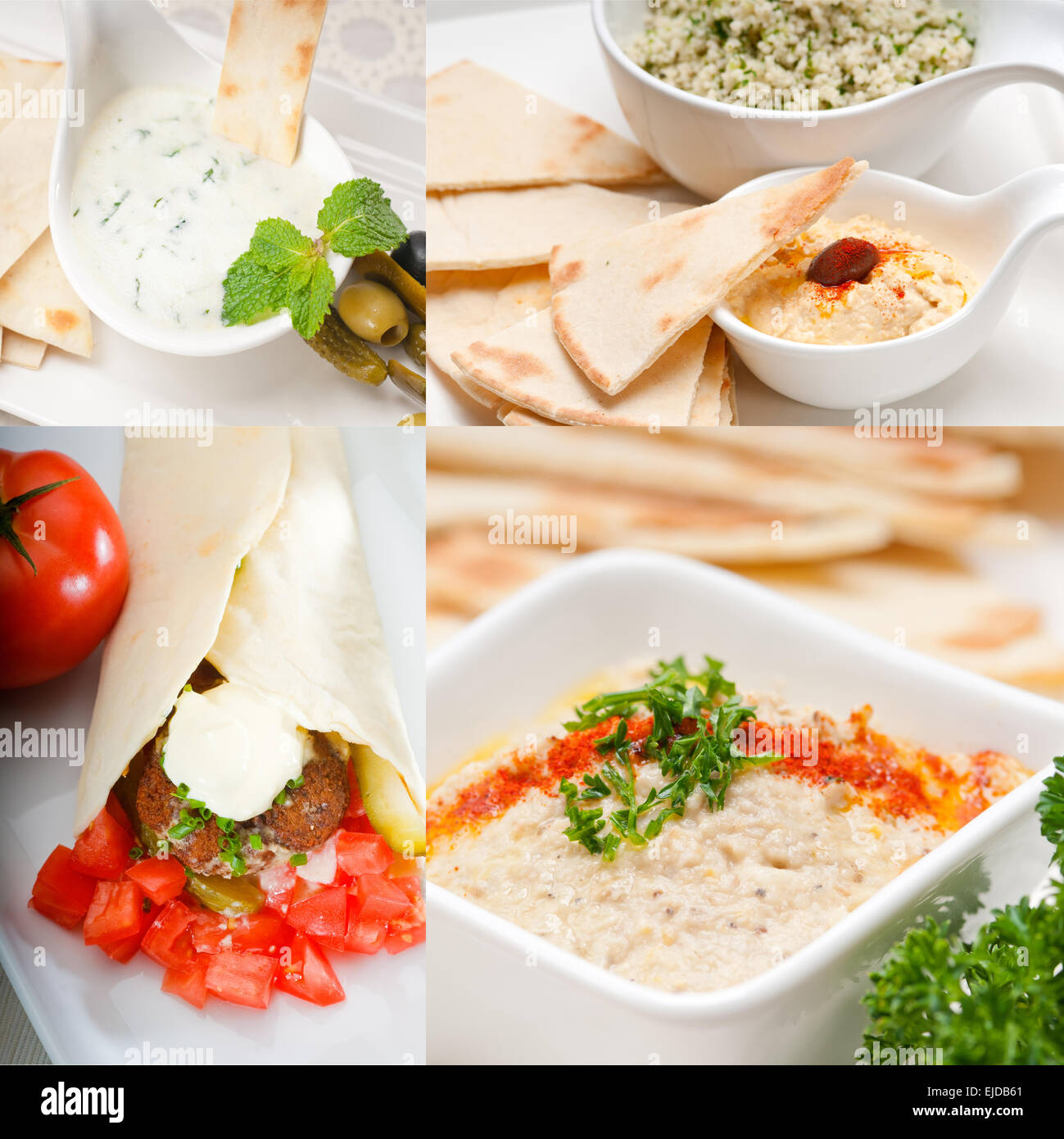 most popular Arab middle east food collection,hummus, falafel,mutabal ...
