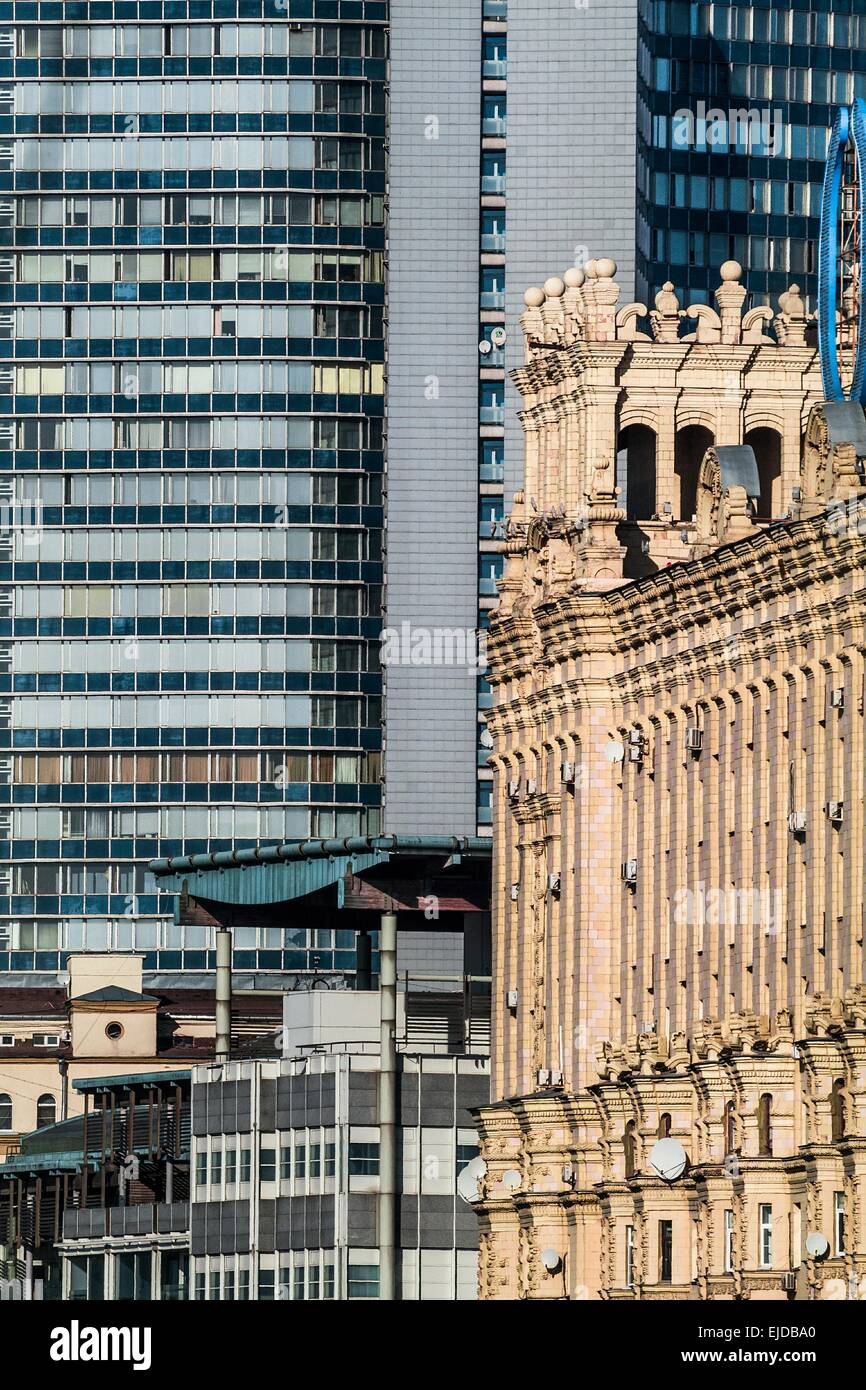 Moscow, Russia. View of Moscow City Hall from Rostovskaya embankment ...