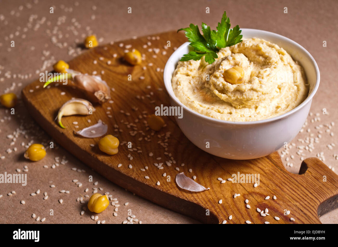 Hummus on the table Stock Photo - Alamy